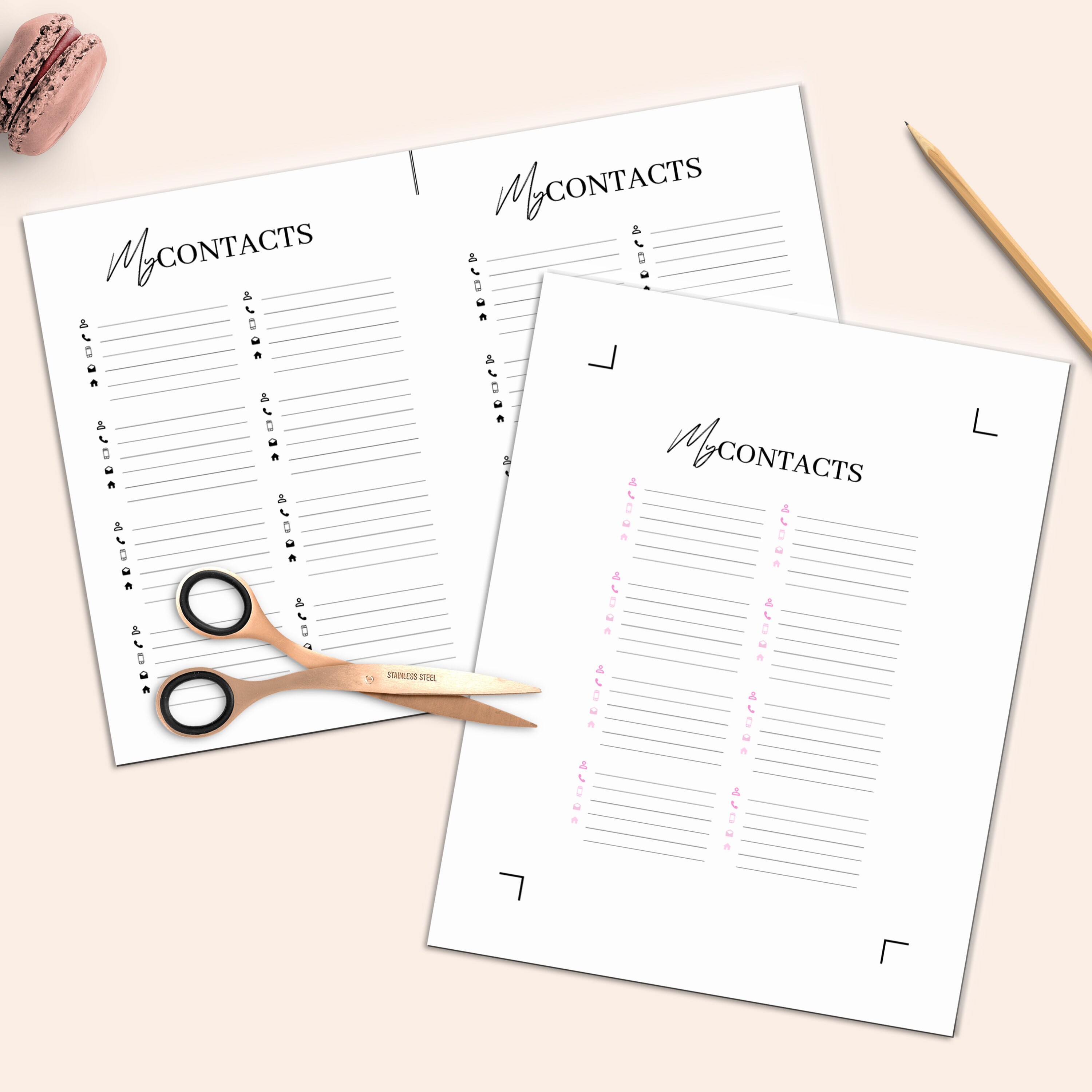 Printable Contacts Page Address Book Contact Book Printable | Etsy