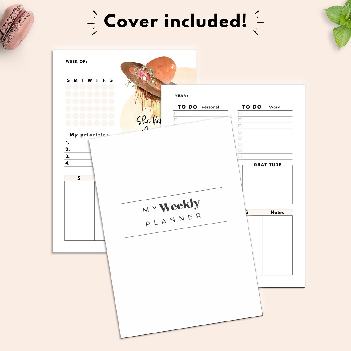 Weekly Planner Printable Week at a Glance Printable Weekly - Etsy