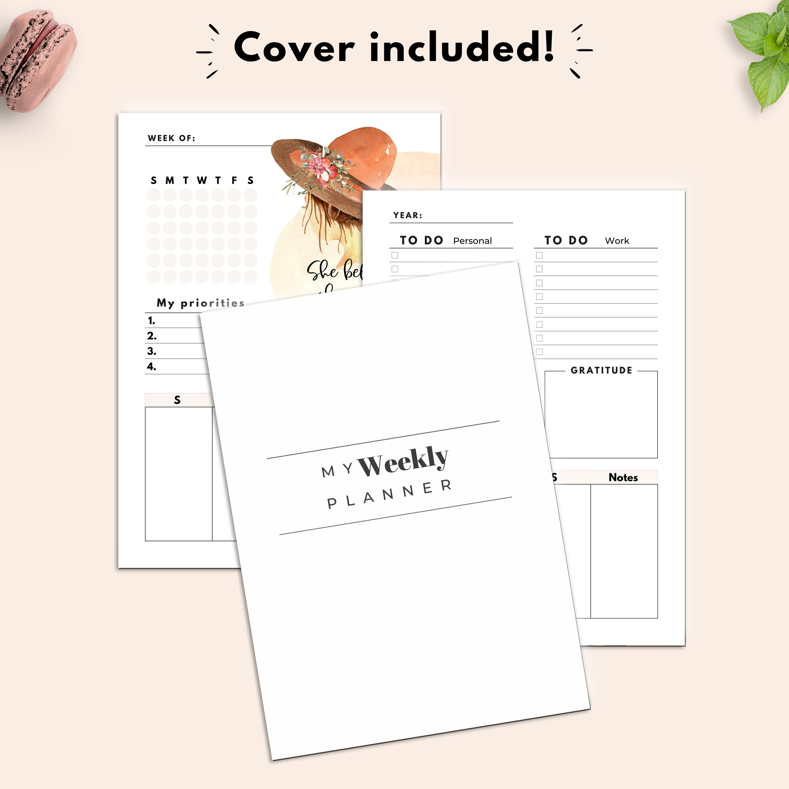 Weekly Planner Printable Week at a Glance Printable Weekly - Etsy