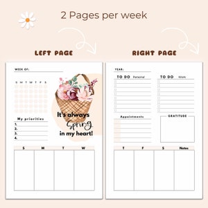 Weekly Planner Printable, Week at a Glance Printable, Weekly Planner ...