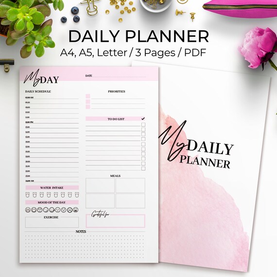 Daily Planner Printable Day Planner Productivity Planner A4 | Etsy