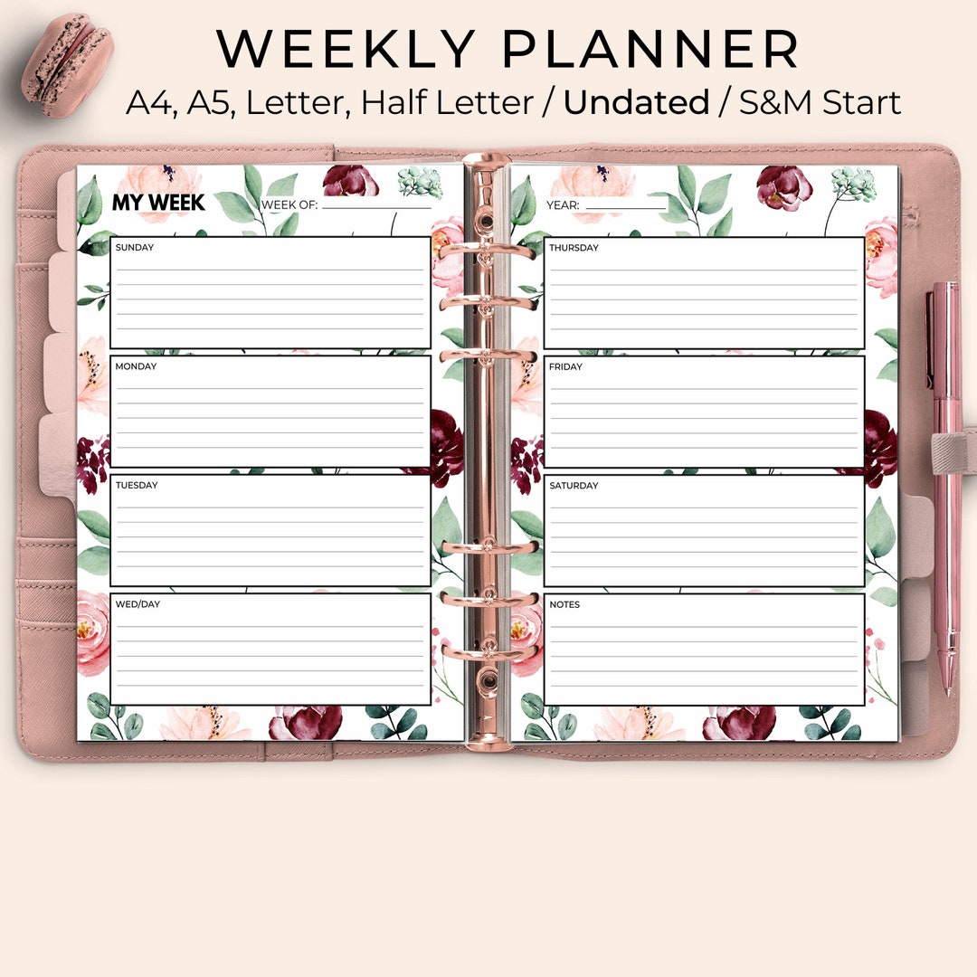 Weekly Planner Printable Week at a Glance Printable Weekly - Etsy