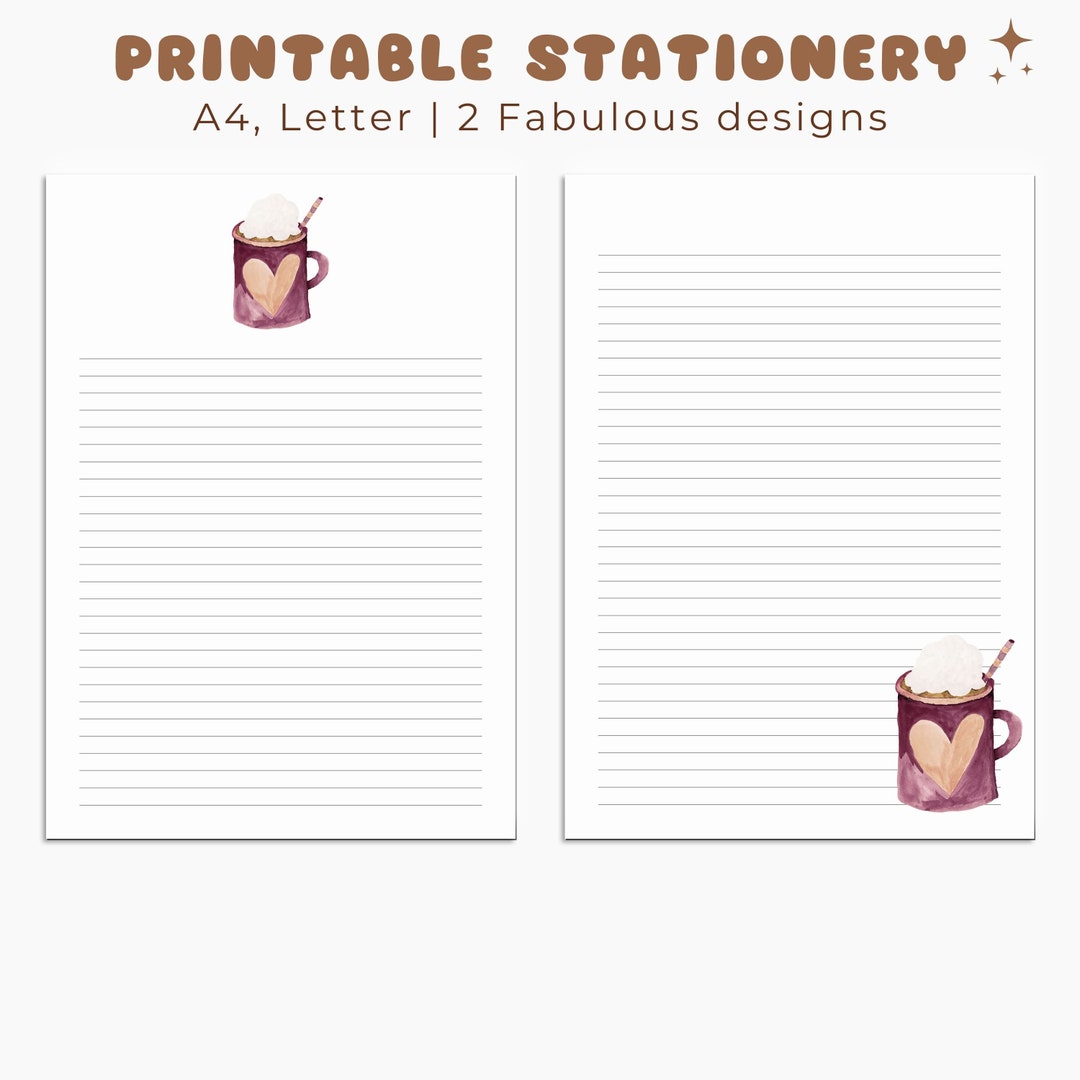 Hot Chocolate Printable Stationery, Printable Stationery Paper, Writing ...