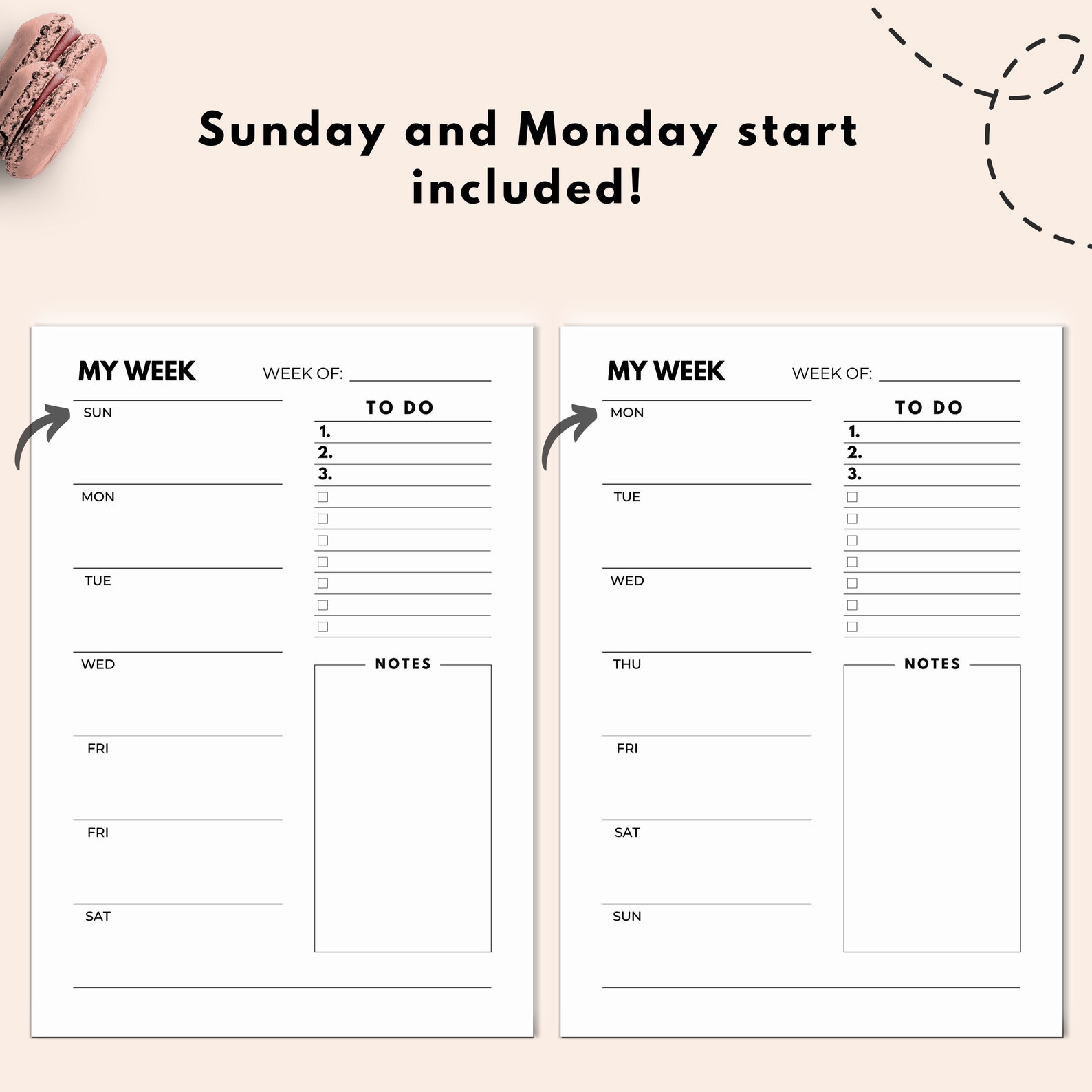 Weekly Planner Printable Week at a Glance Printable Weekly | Etsy