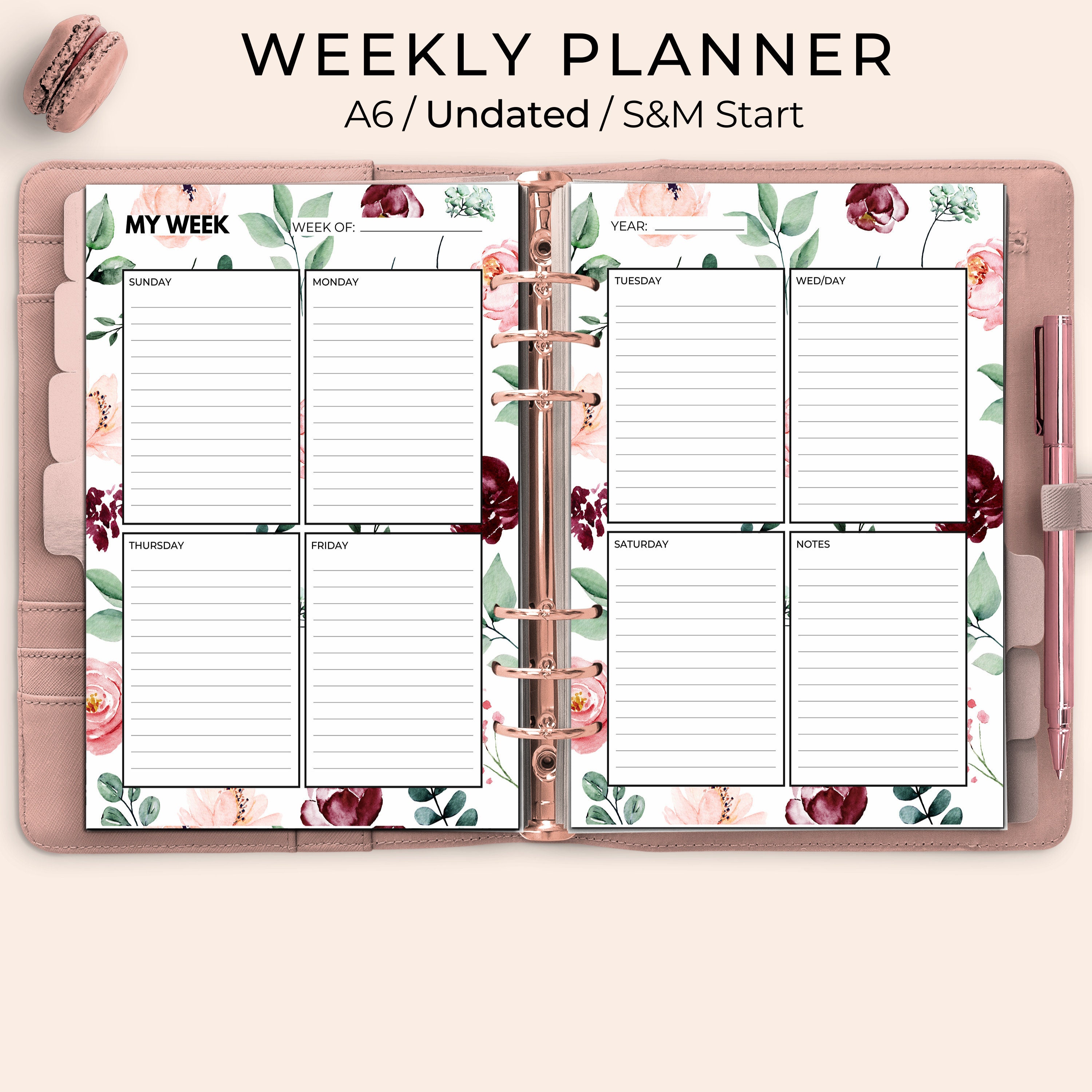 Weekly Planner Printable Week on Two Pages WO2P Planner | Etsy