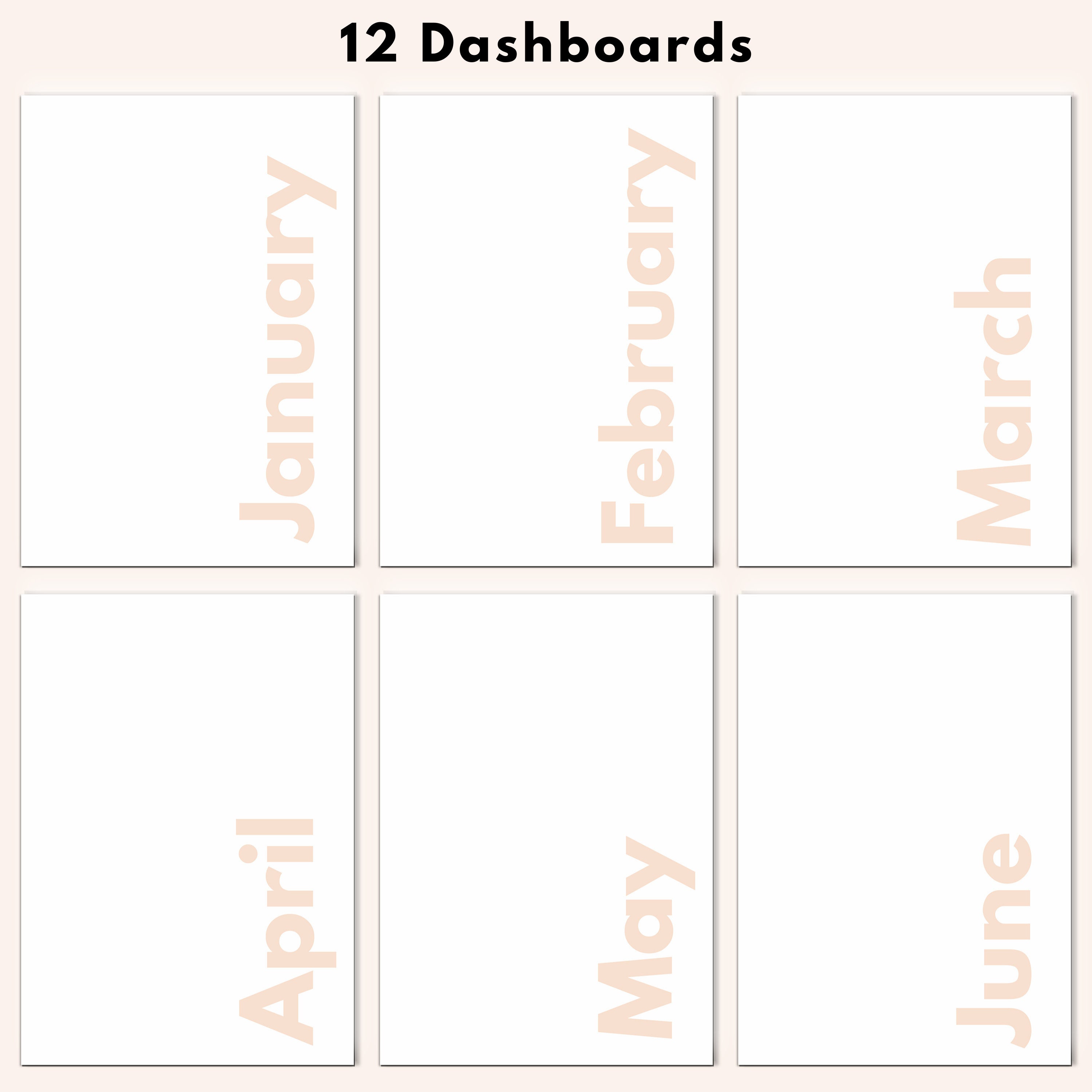 Monthly Dashboards Printable Monthly Dashboard Inserts Pink - Etsy