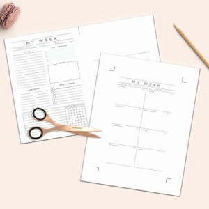 Week at a Glance Printable, Weekly Planner Undated, Week on Two Pages ...