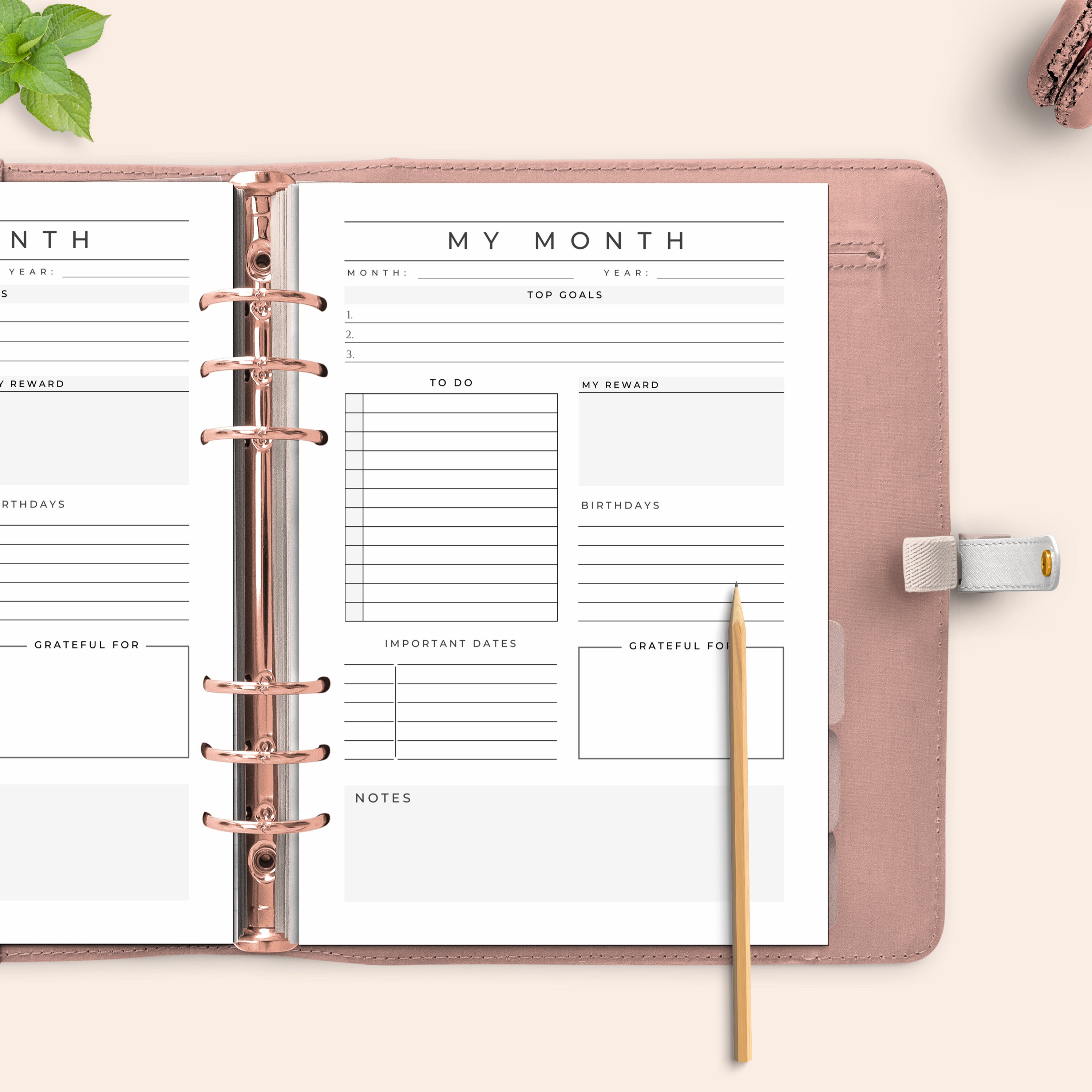 Monthly Planner Printable Month on One Page Monthly Planner | Etsy