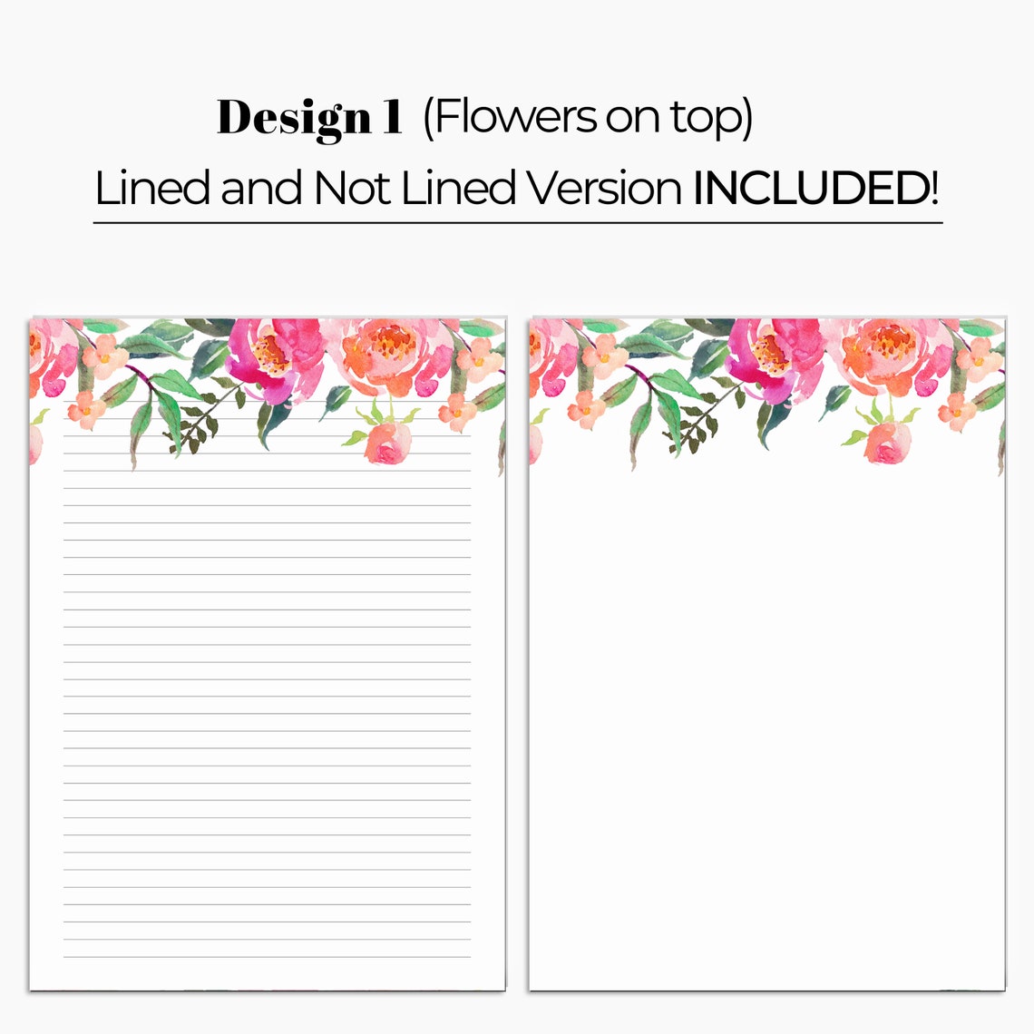 Printable Watercolor Floral Stationery Printable Writing - Etsy