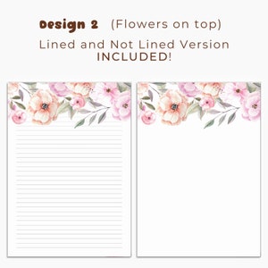 Printable Floral Lined Paper, Pastel Writing Paper, Printable ...