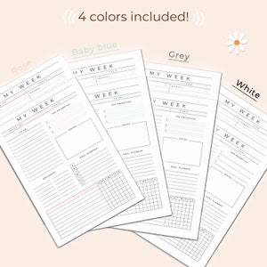 Week at a Glance Printable, Weekly Planner Undated, Week on Two Pages ...