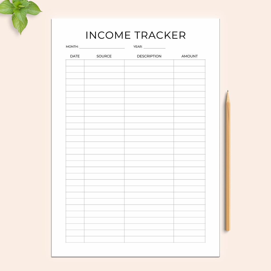 Income Tracker Printable Budget Planner Income Log Finance - Etsy