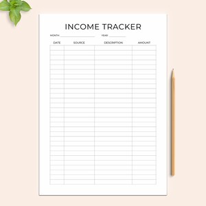 Income Tracker Printable, Budget Planner, Income Log, Finance Tracker ...