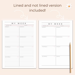 Week at a Glance Printable, Weekly Planner Undated, Week on Two Pages ...