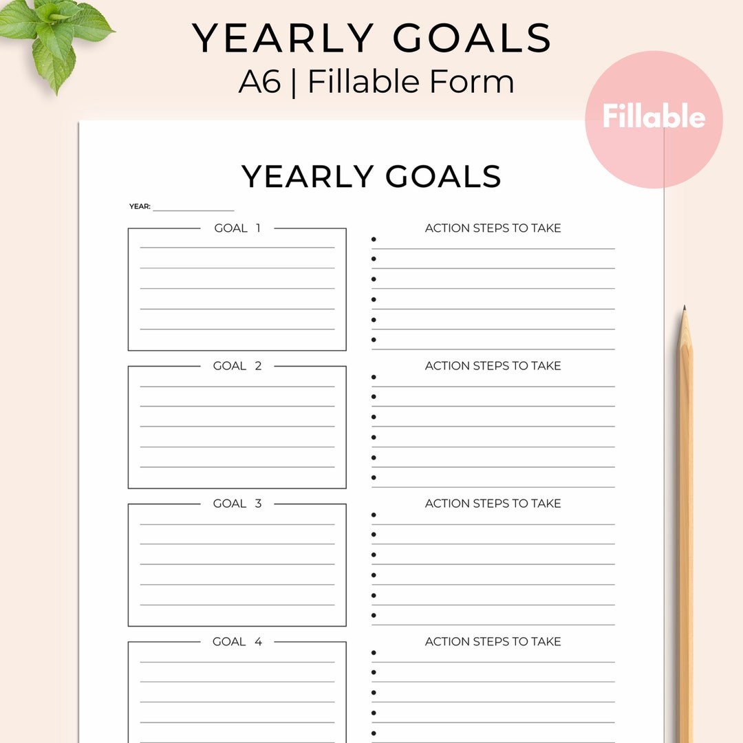 Yearly Goals Planner Printable, Productivity Planner, Goal Planner 2022 ...