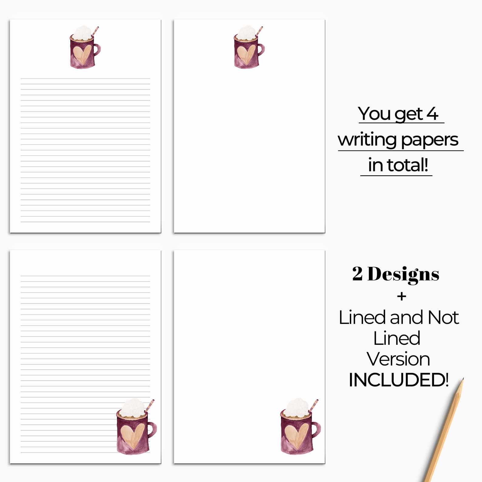 Hot Chocolate Printable Stationery Printable Stationery - Etsy