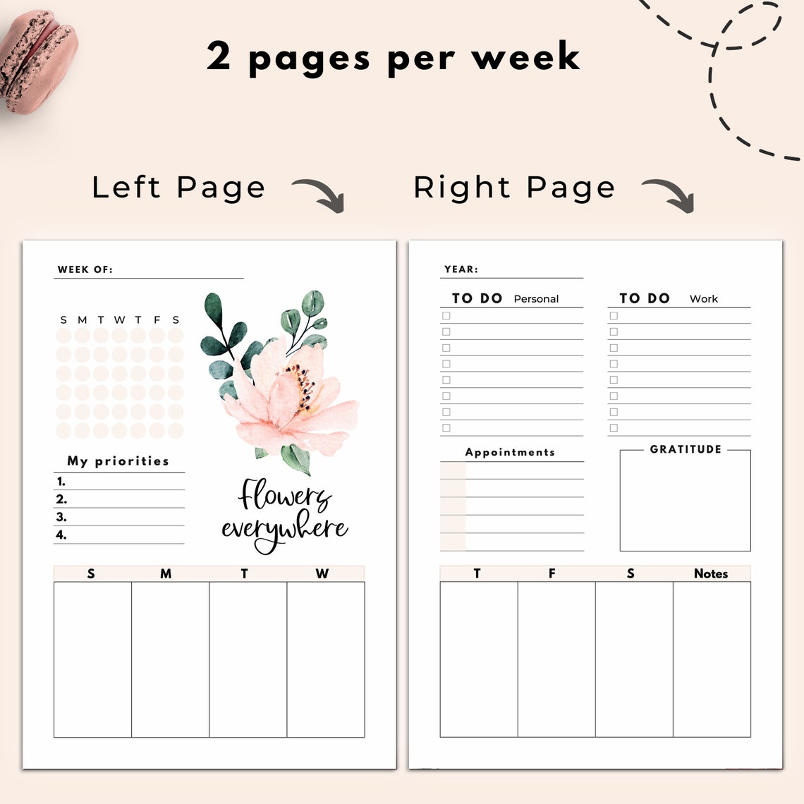Weekly Planner Printable Week at a Glance Printable Weekly - Etsy