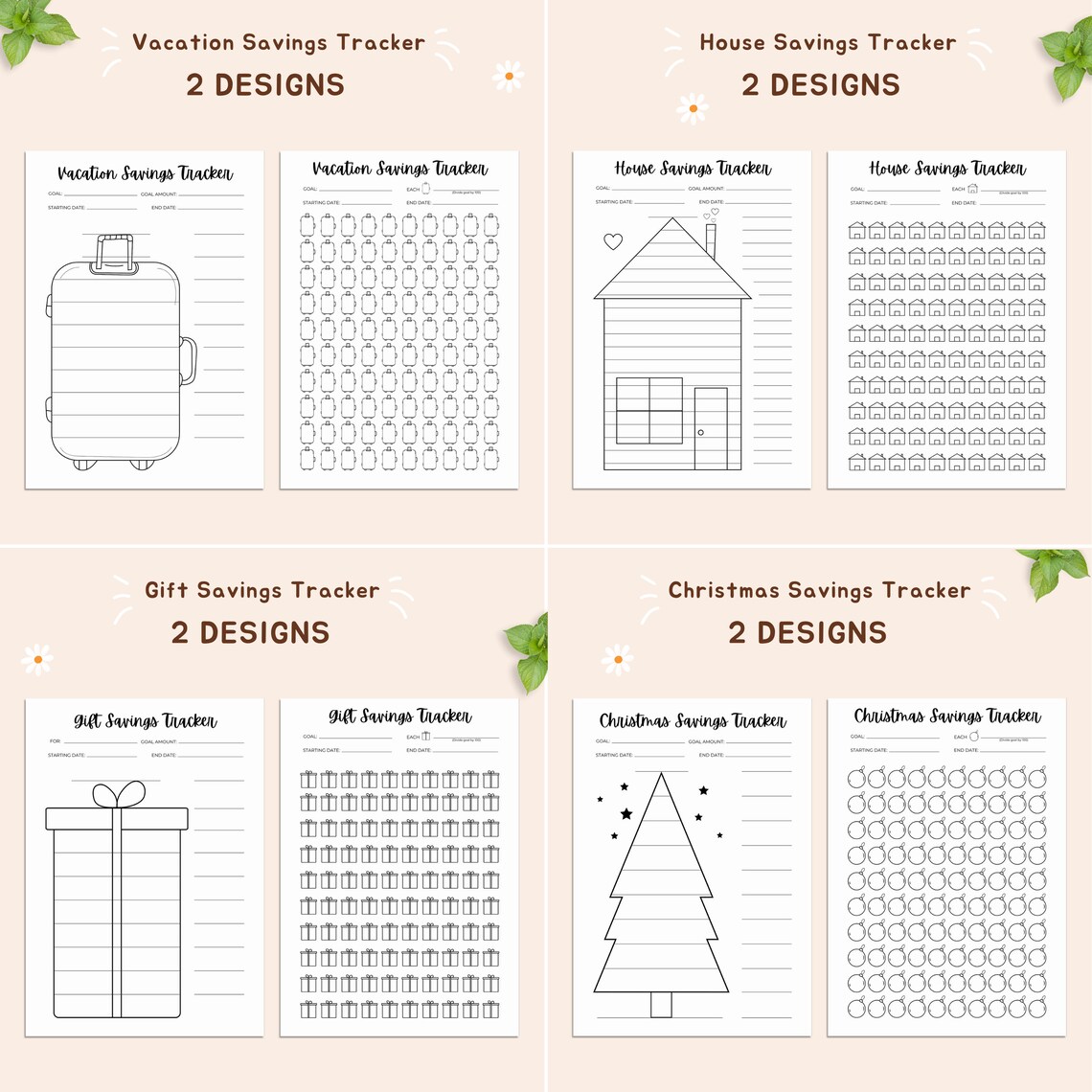 Savings Tracker Bundle Savings Tracker Printable Savings | Etsy