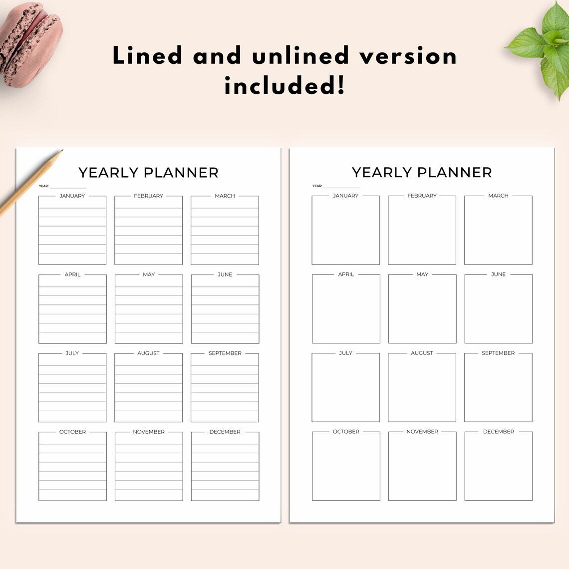 Year at a Glance Planner 2022 Yearly Overview Printable - Etsy
