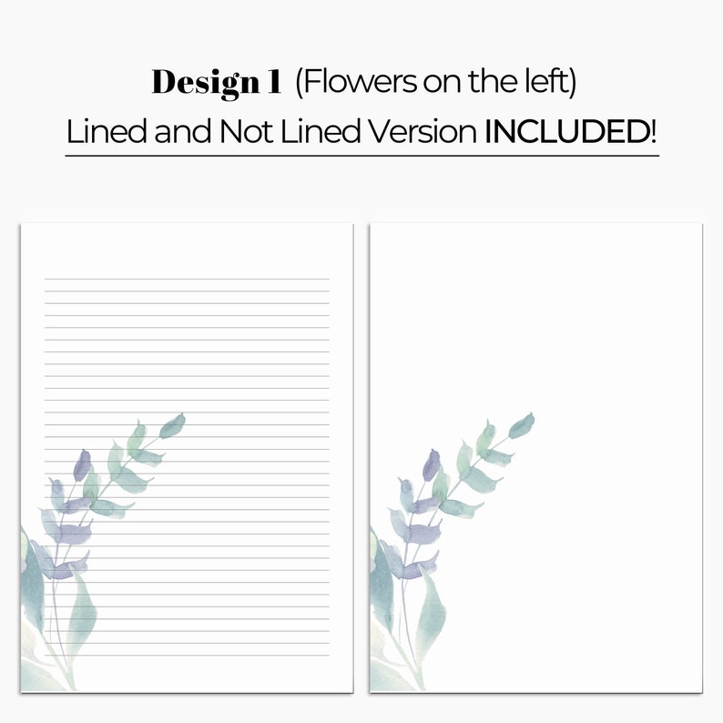 Floral Blue Printable Stationery Printable Stationery Paper - Etsy
