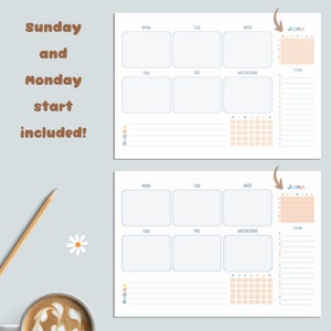 Weekly Planner Printable Undated, Week at a Glance, Week on One Page ...
