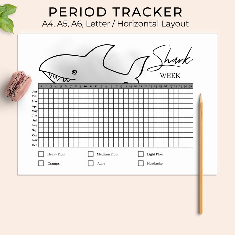 Shark Week Tracker Period Tracker Menstrual Cycle Tracker - Etsy