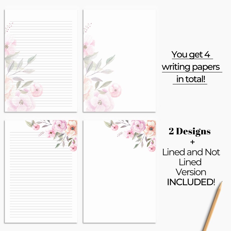 Pastel Floral Printable Writing Paper Printable Stationery | Etsy