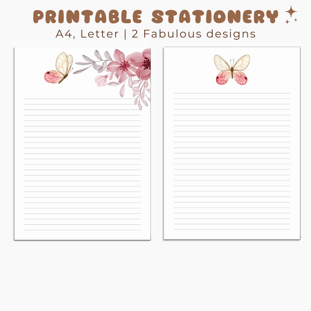 Boho Floral Printable Stationery, Printable Writing Paper, Printable ...
