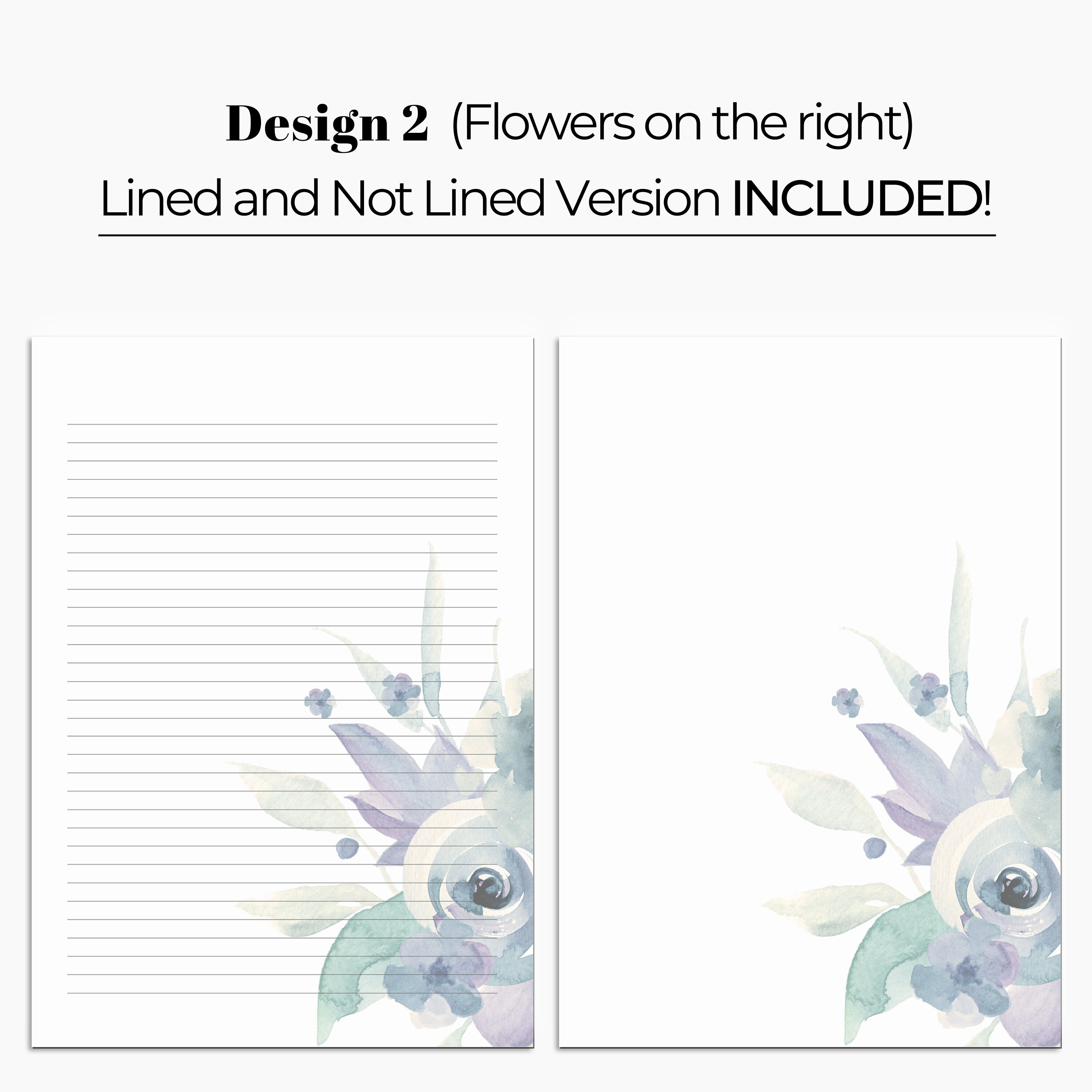 Floral Blue Printable Stationery Printable Stationery Paper - Etsy