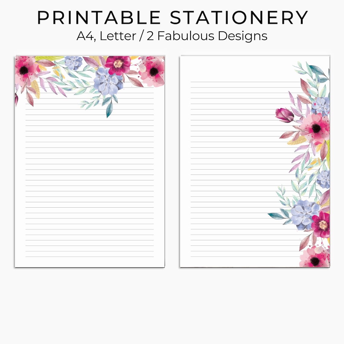 Floral Printable Stationery Printable Writing Paper - Etsy