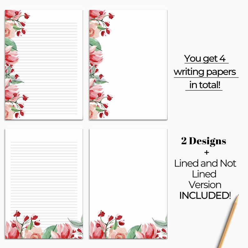 Floral Printable Stationery Printable Stationery Paper - Etsy