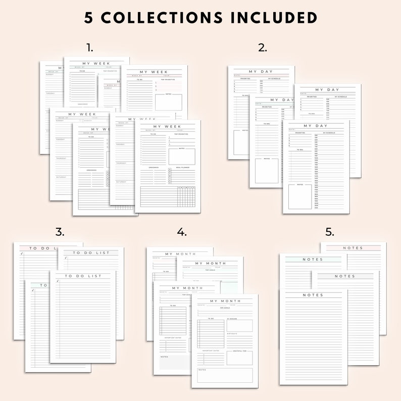 Planner Bundle Printable Daily Weekly Monthly Planner Bundle - Etsy