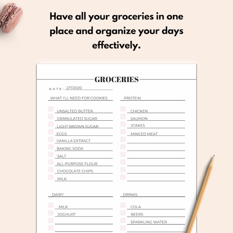 Printable Recipe Page Grocery List Printable Recipe Planner - Etsy