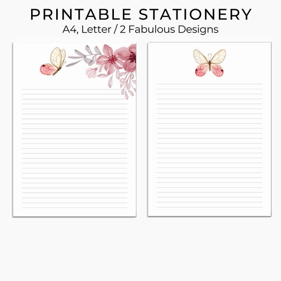Boho Floral Printable Stationery Printable Writing Paper | Etsy