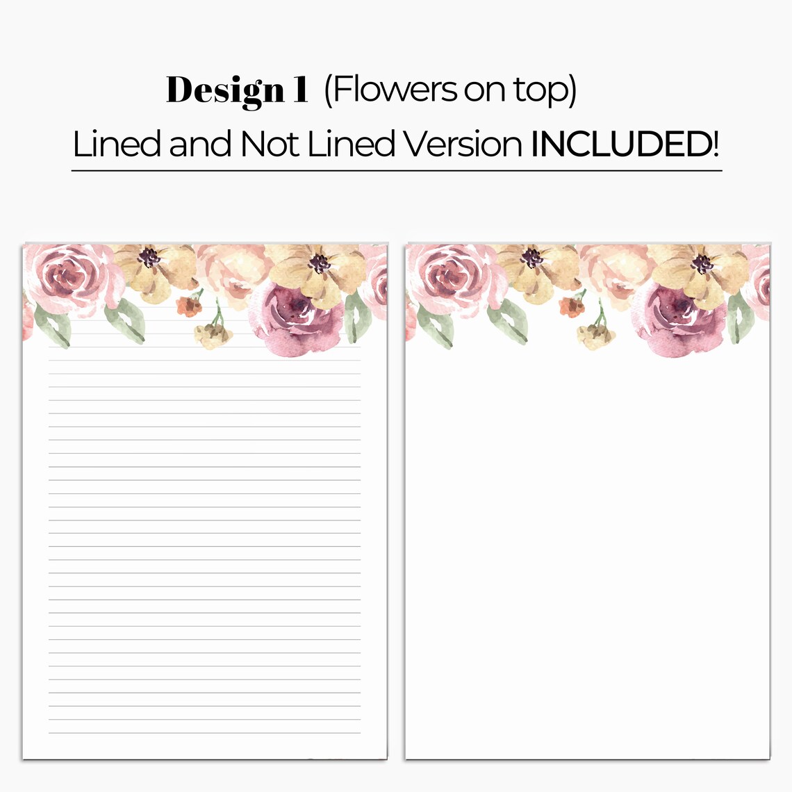 Printable Floral Writing Paper Printable Stationery Lined - Etsy