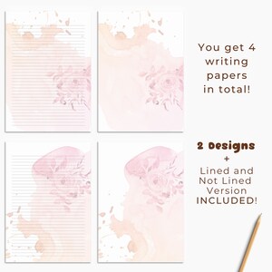 Watercolor Printable Stationary, Printable Writing Paper, Printable ...