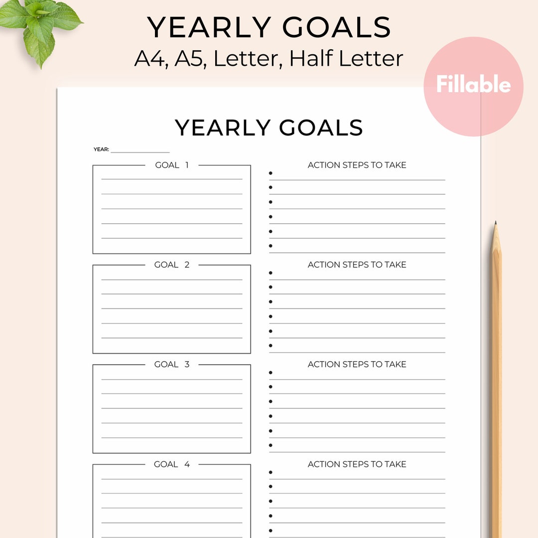 Yearly Goals Planner Printable, Productivity Planner, Goal Planner 2022 ...