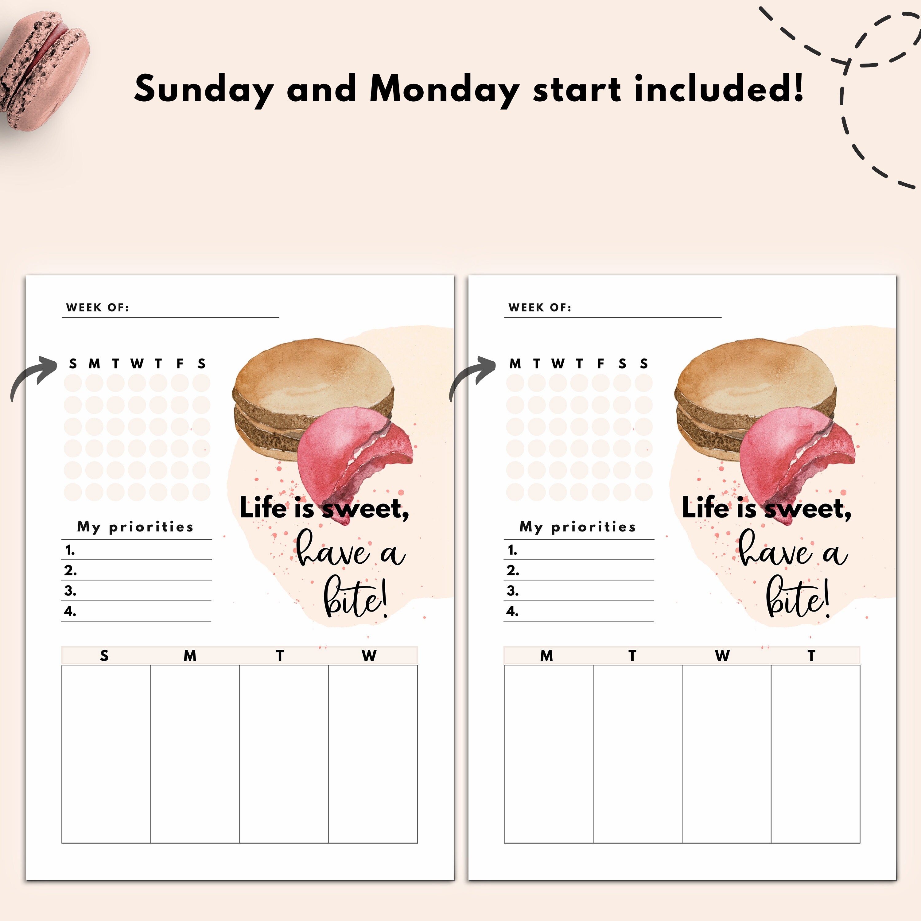 Weekly Planner Printable Week at a Glance Printable Weekly | Etsy