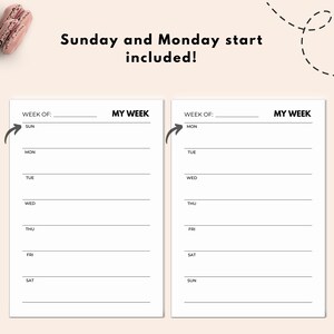 Weekly Planner Printable, Week at a Glance Printable, Weekly Planner ...