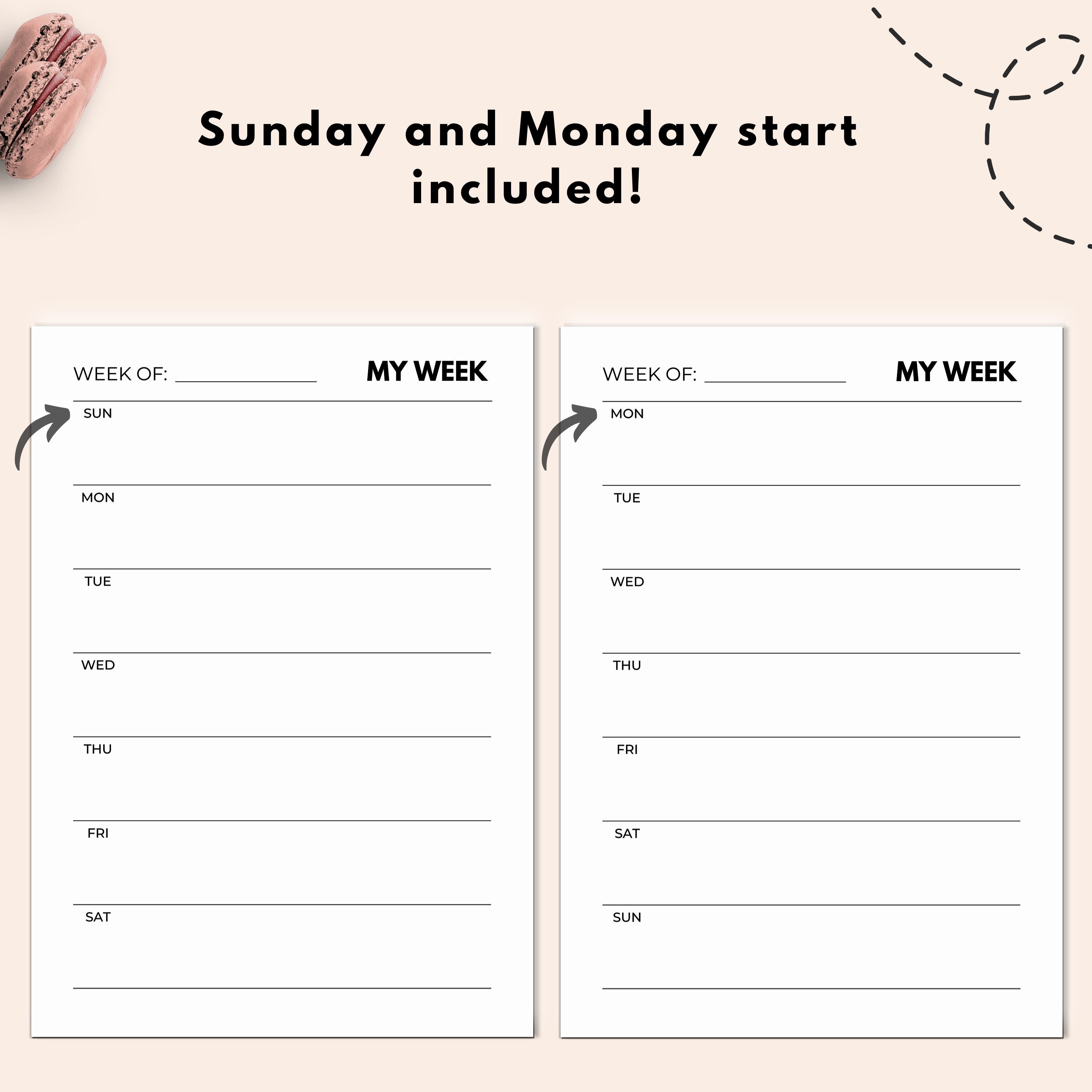 Weekly Planner Printable Week at a Glance Printable Weekly | Etsy