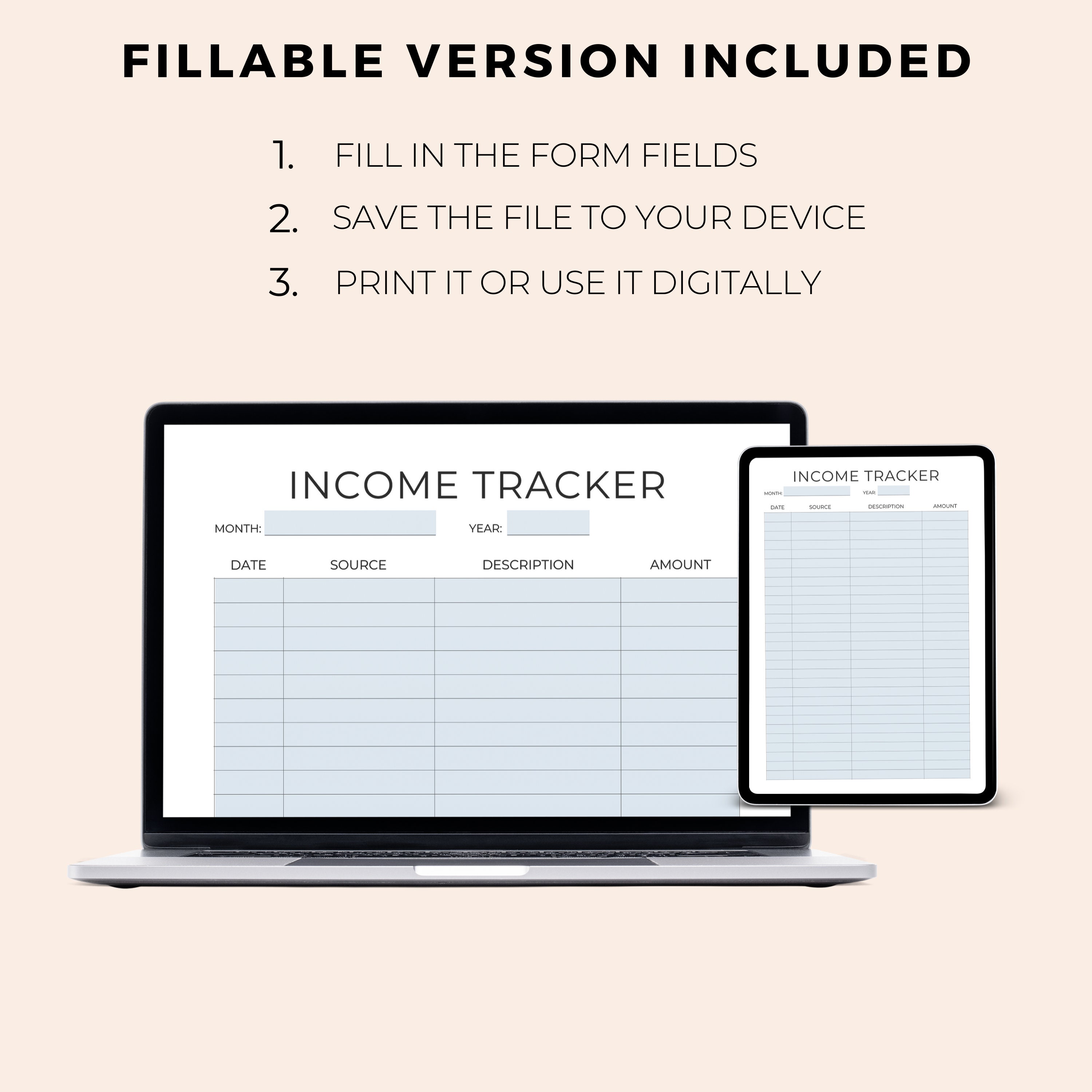 Income Tracker Printable Budget Planner Income Log Finance - Etsy