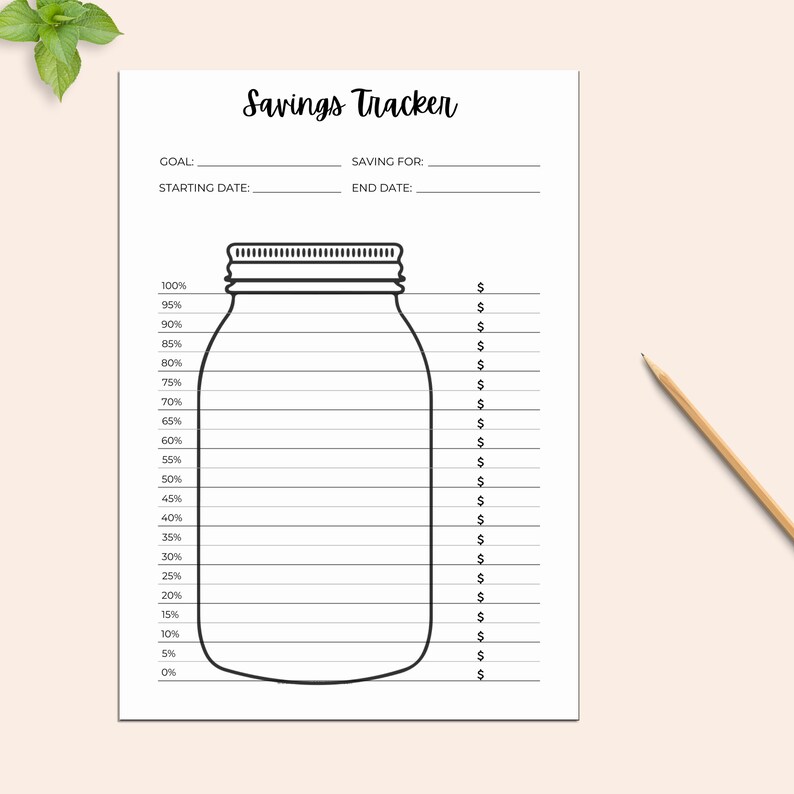 Savings Jar Tracker Printable Savings Challenge Money Saving - Etsy
