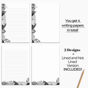 Black and White Printable Stationary Printable Writing Paper - Etsy