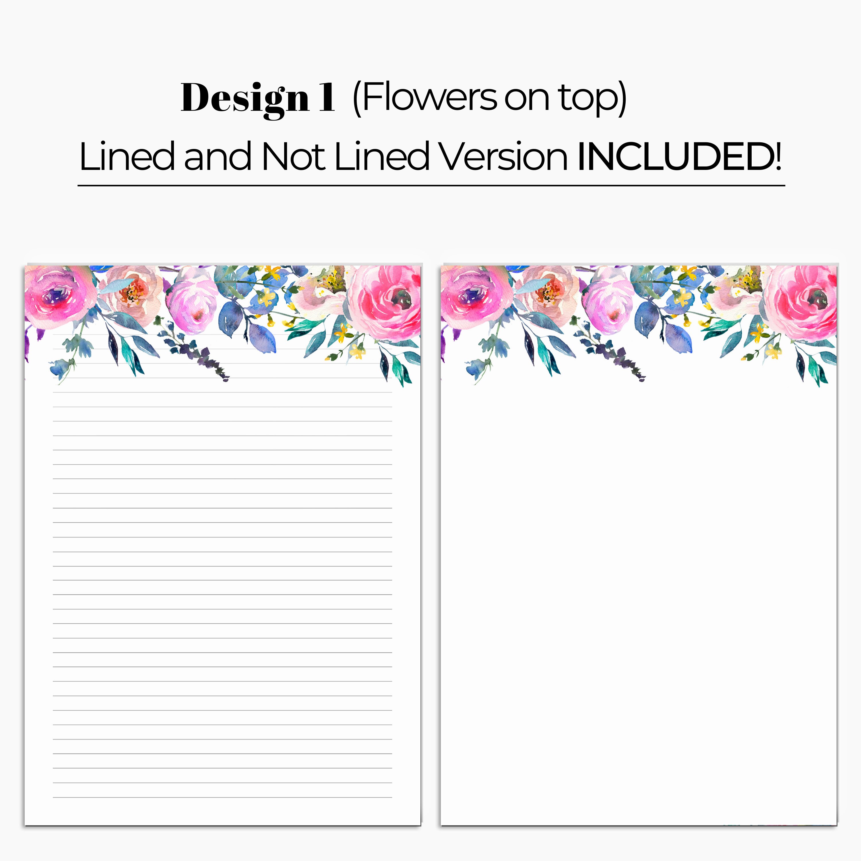 Purple Floral Printable Stationery A4 Printable Stationary - Etsy