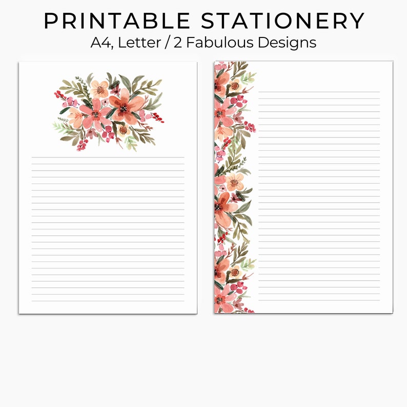 Boho Floral Printable Stationery Printable Writing Paper - Etsy