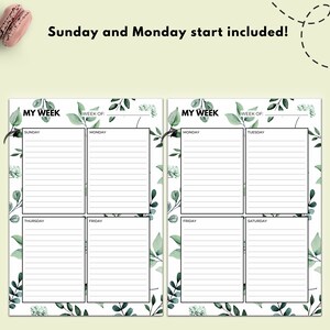 Weekly Planner Printable, Week on Two Pages, WO2P, Planner Inserts ...