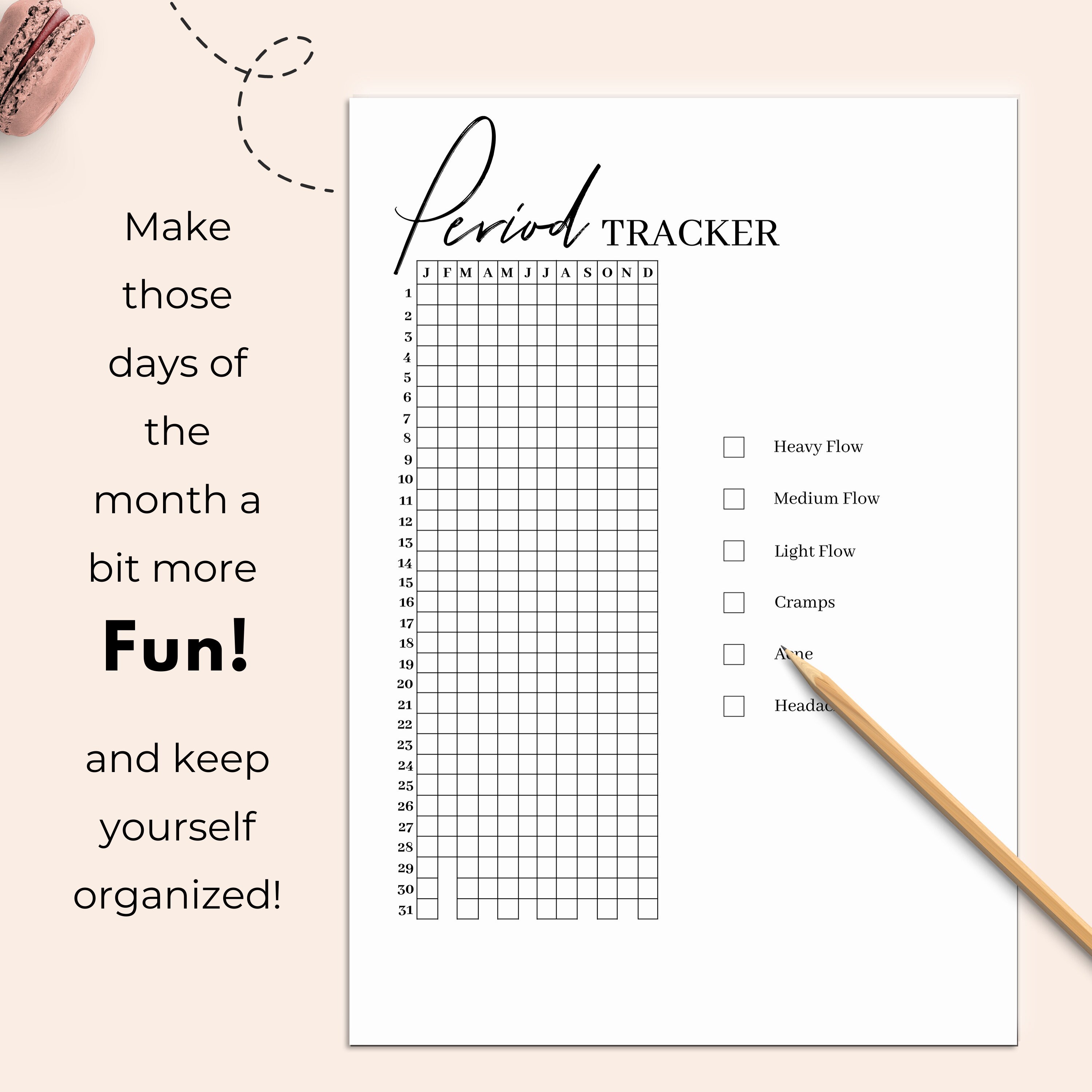 Period Tracker Printable Cycle Tracker Menstual Cycle | Etsy