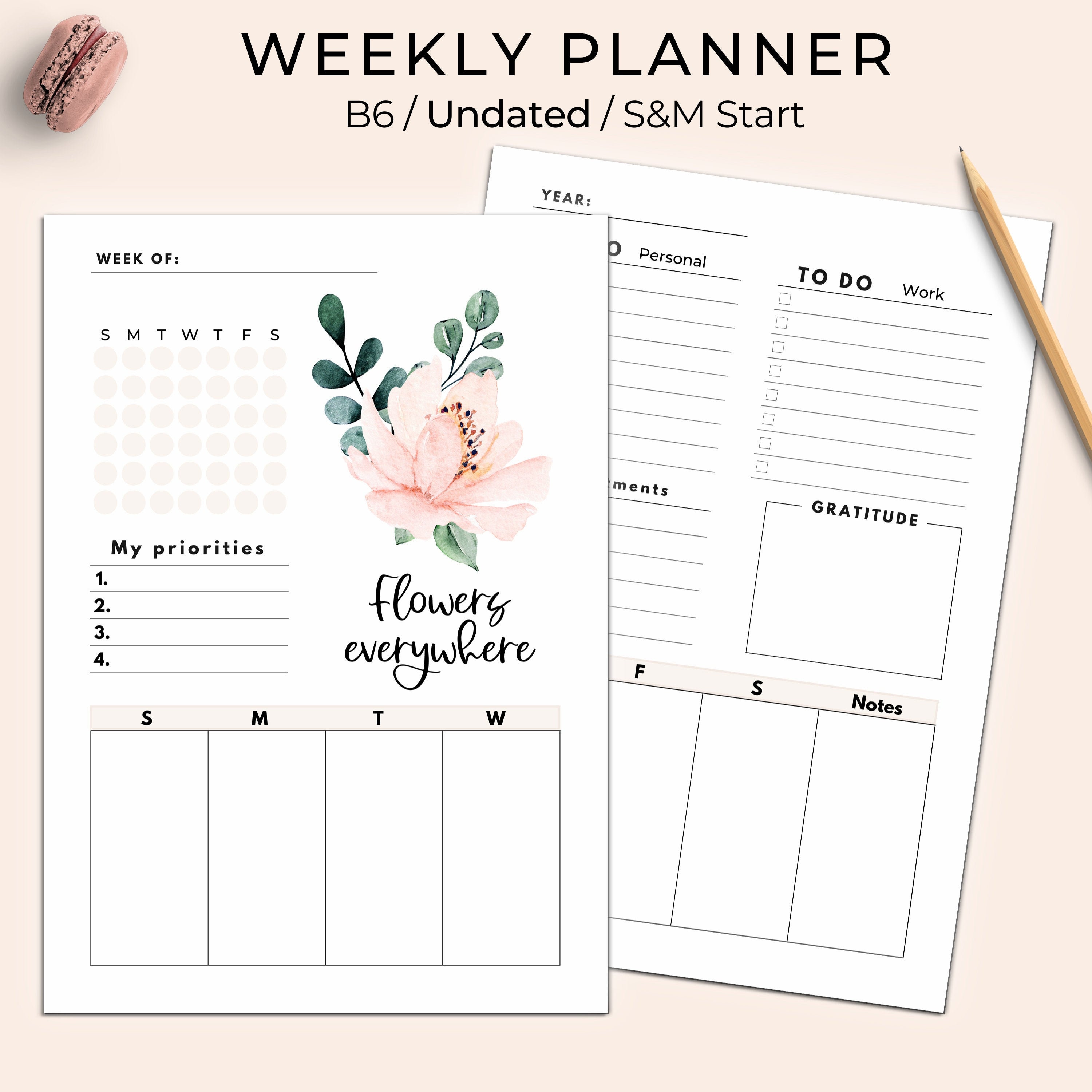 Weekly Planner Printable Week at a Glance Printable Weekly - Etsy