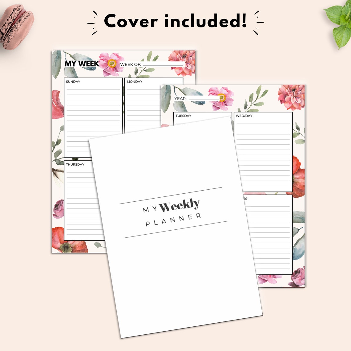 Weekly Planner Printable Week at a Glance Printable Weekly - Etsy