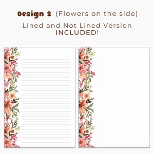 Boho Floral Printable Stationery, Printable Writing Paper, Printable ...